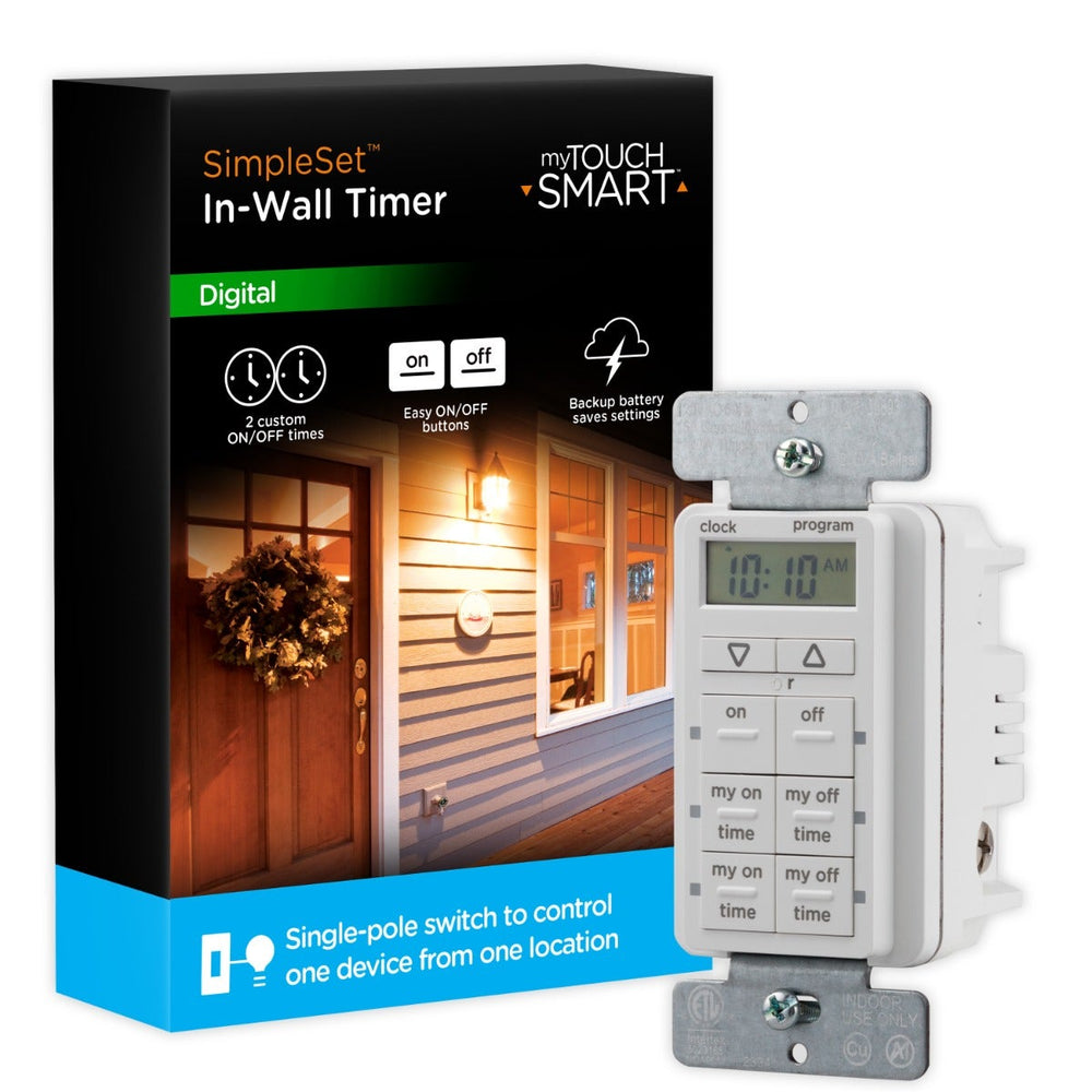myTouchSmart Indoor In-Wall Simple Set Digital Timer, White – Jasco