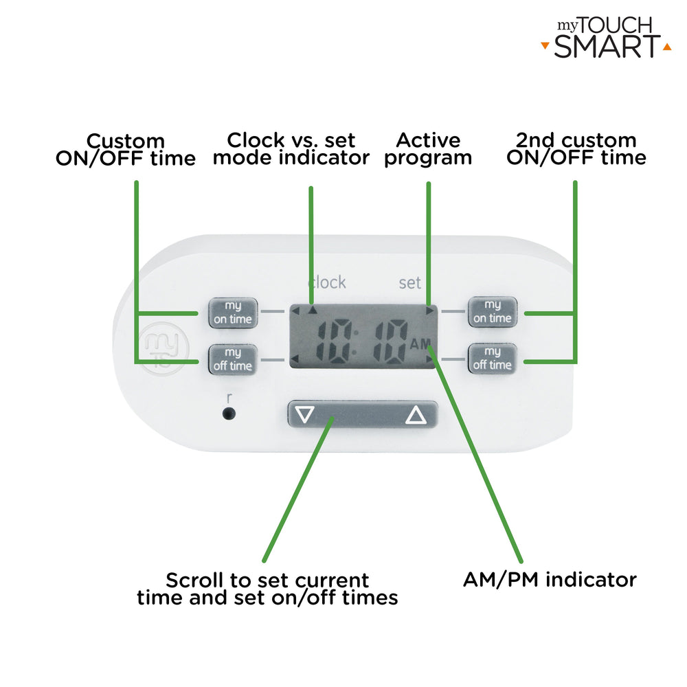 myTouchSmart Indoor Plug-In Simple Set Digital Bar Timer, White – Jasco