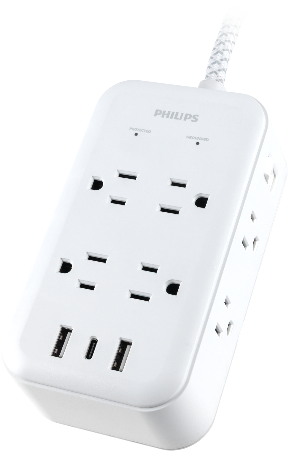 Philips 8-Outlet 6ft. Surge Protector with USB Charging, White – Jasco
